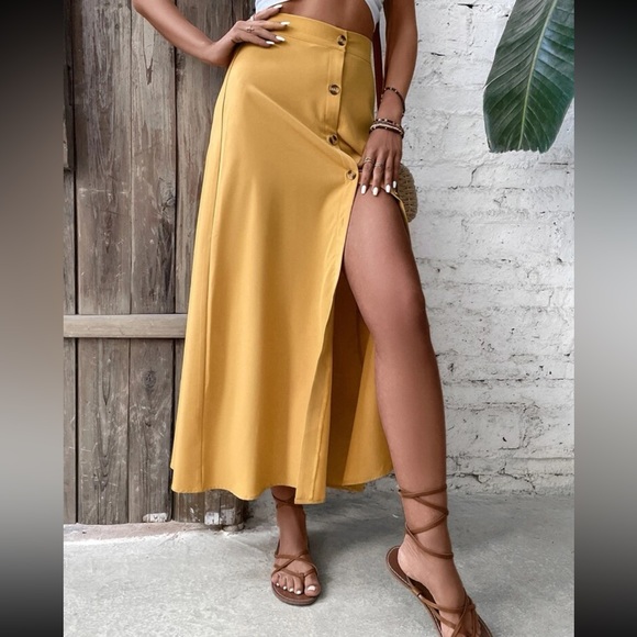 Accessories | Boho Button Front Maxi Skirt | Poshmark